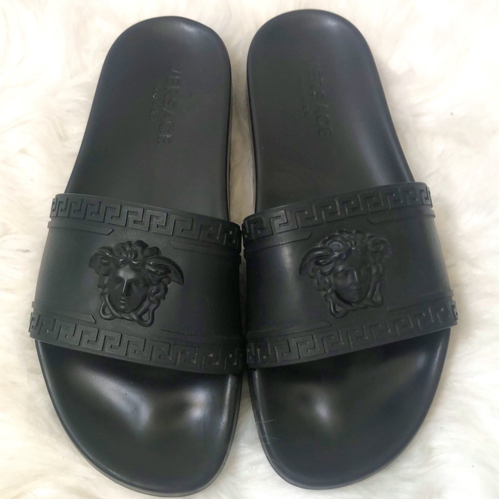 Versace 'Medusa Head' Unisex Black Slides Sandals - S… - Gem